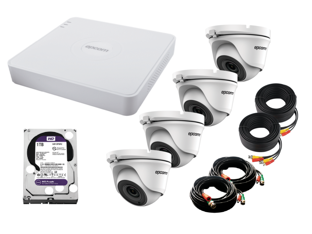 Super Kit EPCOM 1MP / 4 Cámaras / 1 DVR / Cables / Disco duro 1TB ...